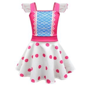 garperkids girls bo peep costume for kids flutter sleeve princess polka dot dress summer square neck flounce hem casual dress party dress up children outfits