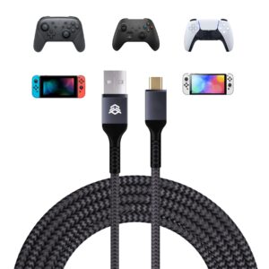 hexgaming 13.12ft charging cable for ps5 controller, replacement usb c cord for gamepad, universal data cord accessories for xbox core/elite series 2 / switch pro controller