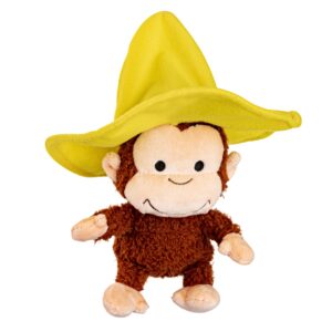 kids preferred curious george cuteeze monkey stuffed animal plush yellow hat toys soft cuddle plushie gifts for baby and toddler boys and girls - 7 inches