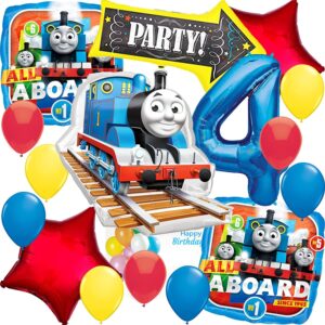 amscan foil balloons, for thomas the train party collection, party accessory, multicolor, 4th birthday