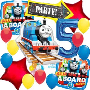 amscan foil balloons, for thomas the train party collection, party accessory, multicolor, 5th birthday