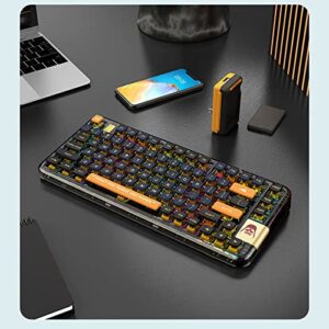 ASHATA Transparent Mechanical Keyboard RGB, Gaming Keyboard, Transparent Case RGB 80 Keys Triple Modes Gasket Structure Gaming Keyboard for Study Work Games (Black)