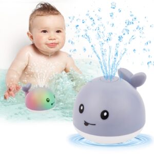 baby bath toys, rechargeable whale automatic spray water bath toy, light up spray water bathtub watertabletoys for kids 6-12, pool toy for toddlers boys and girls