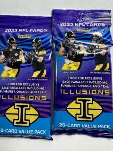 2022 panini illusions football nfl set of 2 jumbo cello fat packs - 40 trading cards total - 20 cards per pack