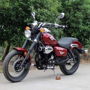 250cc motorycle rtr retro style bike, 5spd manual, dual muffler (red)