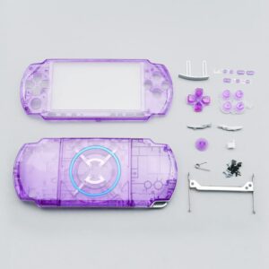 Limentea Colorful Clear Full Housing Shell Cover Case with Buttons for PSP 3000 PSP3000 Game Console (Clear Purple)