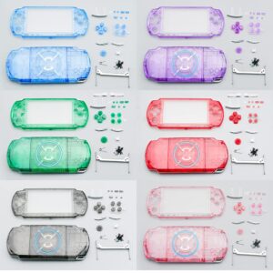 limentea colorful clear full housing shell cover case with buttons for psp 3000 psp3000 game console (clear purple)