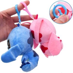 EIDANZ 2Pcs Lilo Stitch Plush Toys, 12cm Stuffed Keychain and Bag Clip Toy, Lilo Stitch Plush Toys, Lilo Plush Set, Cute Soft Gifts for Kids;