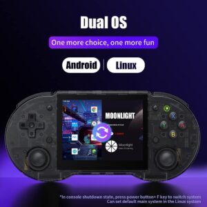 RG353P Handheld Game Console Built-in 64gb Game Card, 3.5 Inches Screen Portable Retro Game Console Support WiFi & Bluetooth, Android/Linux Dual System Open Source Game Machine U.S. Seller! (Black)