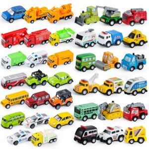 joyin 38 piece pull back city cars, die cast metal toy cars, vehicle set for toddlers, kids play cars, cars for girls and boys, child party favors, kids best gifts