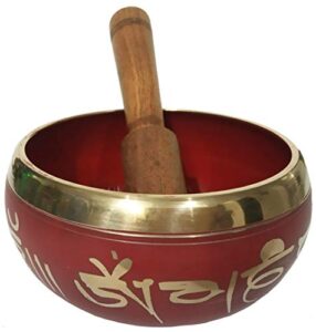 bell metal tibetan buddhist singing bowl musical instrument for meditation with stick and cushion - superior quality 5 inches 10779