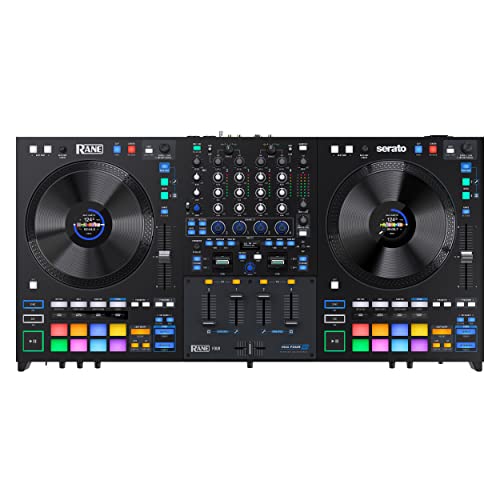 RANE FOUR Advanced 4 Channel Stems DJ Controller - 8.5" Jog Wheels with displays, DJ Mixer with Internal FX, Serato DJ Pro & Pitch ‘n Time DJ Included