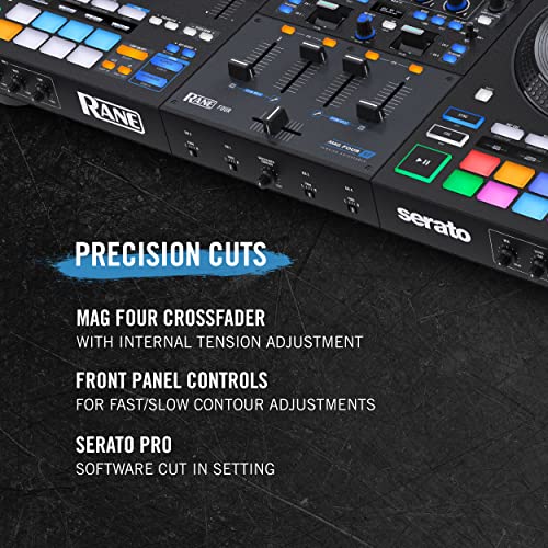 RANE FOUR Advanced 4 Channel Stems DJ Controller - 8.5" Jog Wheels with displays, DJ Mixer with Internal FX, Serato DJ Pro & Pitch ‘n Time DJ Included