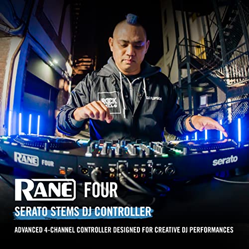 RANE FOUR Advanced 4 Channel Stems DJ Controller - 8.5" Jog Wheels with displays, DJ Mixer with Internal FX, Serato DJ Pro & Pitch ‘n Time DJ Included