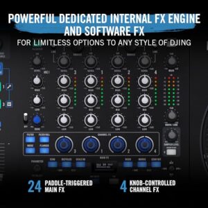 RANE FOUR Advanced 4 Channel Stems DJ Controller - 8.5" Jog Wheels with displays, DJ Mixer with Internal FX, Serato DJ Pro & Pitch ‘n Time DJ Included