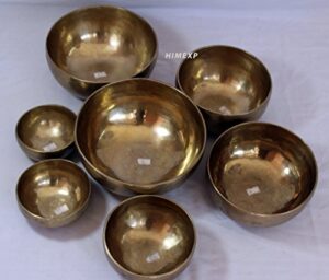 tibetan old antique himalayan 7 metal singing bowls chakra set