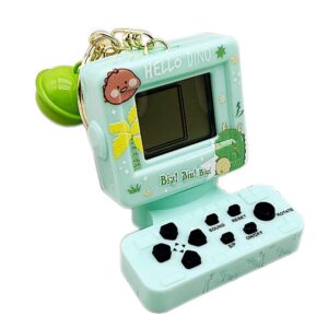 retro classic game console pendant keychain playable electronic miniature handheld mini games machine with keychain ring gift (y5)