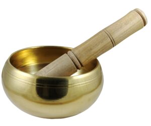 devyom christmas ideas gift brass metal tibetan singing bowl red - 4" musical instrument for meditation with stick - for meditation and healing