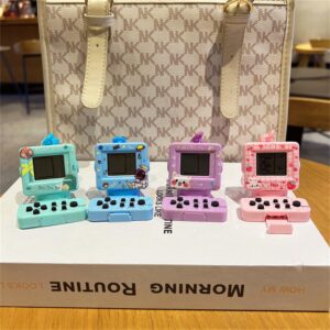 Retro Classic Game Console Pendant Keychain Playable Electronic Miniature Handheld Mini Games Machine with Keychain Ring Gift (Y5)