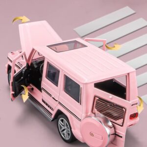 iLooboo Alloy Collectible Pink Benz G65 AMG Toy Vehicle Pull Back Die-Cast Car Model with Lights and Sound