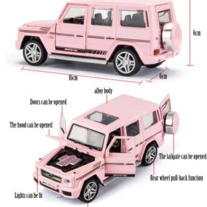 iLooboo Alloy Collectible Pink Benz G65 AMG Toy Vehicle Pull Back Die-Cast Car Model with Lights and Sound