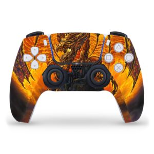 head case designs officially licensed ed beard jr harbinger of fire dragons vinyl faceplate sticker gaming skin decal cover compatible with sony playstation 5 ps5 dualsense controller