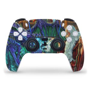 head case designs officially licensed ed beard jr wizard friendship dragons vinyl faceplate sticker gaming skin decal cover compatible with sony playstation 5 ps5 dualsense controller