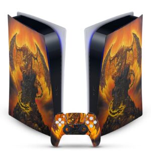 head case designs officially licensed ed beard jr harbinger of fire dragons vinyl faceplate gaming skin decal compatible with sony playstation 5 ps5 digital edition console and dualsense controller