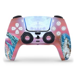 head case designs officially licensed ed beard jr moon song wolf moon dragons vinyl faceplate sticker gaming skin decal cover compatible with sony playstation 5 ps5 dualsense controller