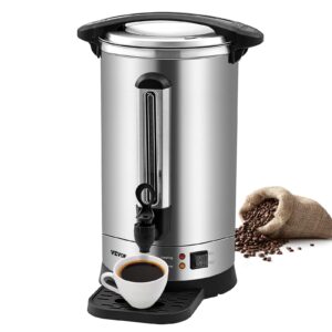 vevor commercial coffee urn, 65cups/10qt stainless steel large coffee dispenser, 1500w 110v electric coffee maker urn for quick brewing, hot water urn with water gauge for easy viewing