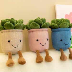 NatureMan Stuffed Plants Succulent Plush, Soft Fluffy Toy Succulent Plants Friend Throw Pillow,Succulents Plushies Pillow Toy Room (Blue)