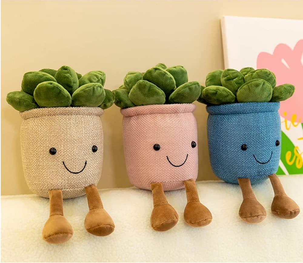 NatureMan Stuffed Plants Succulent Plush, Soft Fluffy Toy Succulent Plants Friend Throw Pillow,Succulents Plushies Pillow Toy Room (Blue)