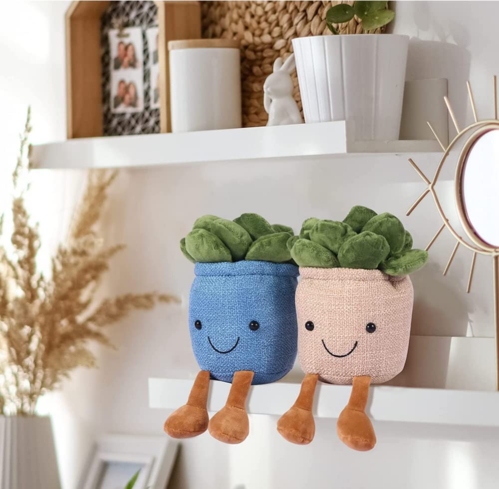 NatureMan Stuffed Plants Succulent Plush, Soft Fluffy Toy Succulent Plants Friend Throw Pillow,Succulents Plushies Pillow Toy Room (Blue)