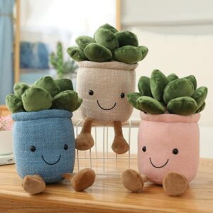 NatureMan Stuffed Plants Succulent Plush, Soft Fluffy Toy Succulent Plants Friend Throw Pillow,Succulents Plushies Pillow Toy Room (Blue)