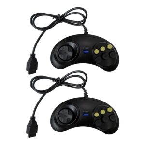 gxcdizx 2pack black 6 button game controller for sega genesis gaming system