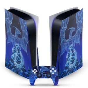 head case designs officially licensed ed beard jr winter spirit dragons vinyl faceplate sticker gaming skin decal compatible with sony playstation 5 ps5 disc edition console & dualsense controller