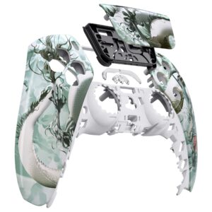 eXtremeRate Jade Dragon - Cloud Dominator Touchpad Front Top Shell Compatible with ps5 Controller BDM-010 020 030 040 050, DIY Replacement Shell & Touch Pad Cover Compatible with ps5 Controller