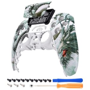 extremerate jade dragon - cloud dominator touchpad front top shell compatible with ps5 controller bdm-010 020 030 040 050, diy replacement shell & touch pad cover compatible with ps5 controller