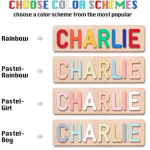 Name Puzzle for Kids Personalized, Custom Baby Gifts, 1st Birthday Gifts, Early Learning Toys for Baby Boy or Baby Girl, Wooden Puzzles for Toddlers with Pegs