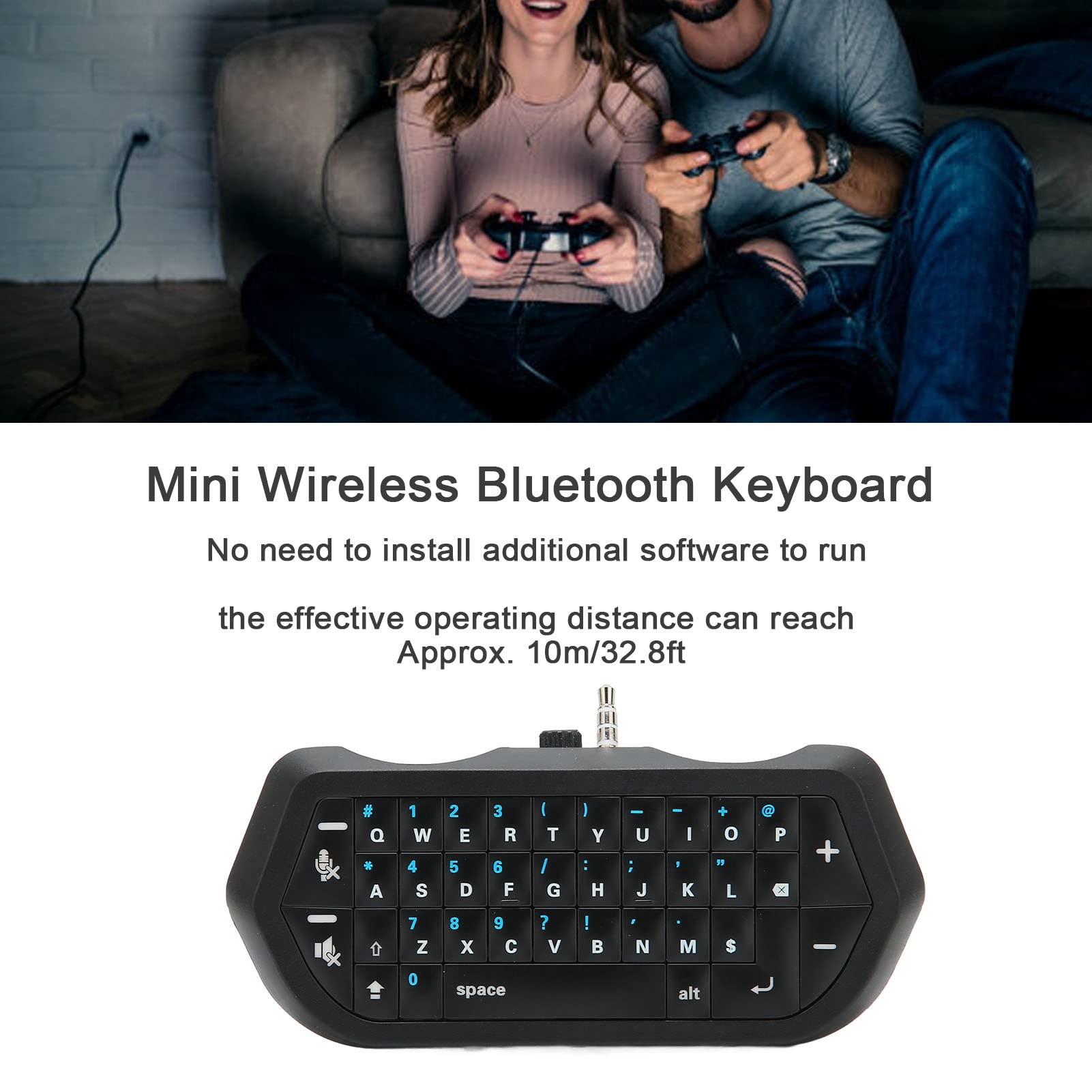 GOWENIC Mini Keyboard for PS4, Ultra Compact Game Message Chatpad, Bluetooth Game Keypad for PS4 Controller