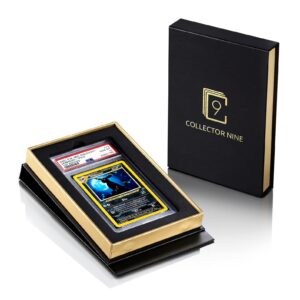 collector nine psa/cgc display gift case magnetic flip | graded card storage box holder (gold, psa/cgc single)