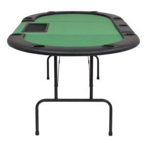 loibinfen 9-Player Oval Folding Poker Table, Folding Blackjack Casino Card Game Table with 9 Black Plastic Cup Holders, Folding Leisure Game Table, Portable Casino Table 81.1" x41.7 x29.9