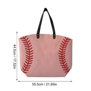 Qinnyo Women's Baseball Tote Handbag Soccer Sports Tote Bag Canvas Casual Oversized Beach Bag Utility Shopping Work Tote Bag