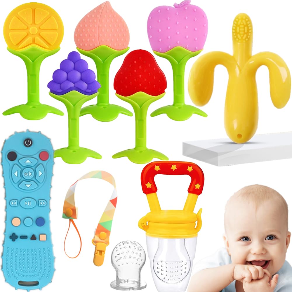 ROTK Baby Teething Toys, Freezer BPA Free Silicone Baby Teether Chew Toys, Baby Gifts for Girls Boys- Newborn Infant Toys