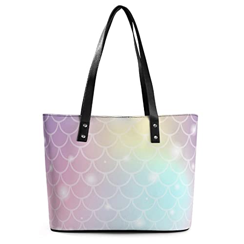 Womens Handbag Fish Scale Leather Tote Bag Top Handle Satchel Bags For Lady