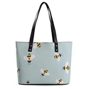 womens handbag bee pattern leather tote bag top handle satchel bags for lady