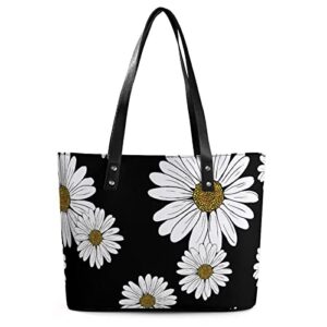 womens handbag daisy flowers leather tote bag top handle satchel bags for lady