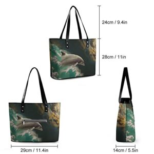 Womens Handbag Dolphin Leather Tote Bag Top Handle Satchel Bags For Lady