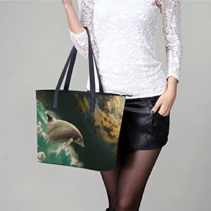 Womens Handbag Dolphin Leather Tote Bag Top Handle Satchel Bags For Lady