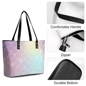 Womens Handbag Fish Scale Leather Tote Bag Top Handle Satchel Bags For Lady